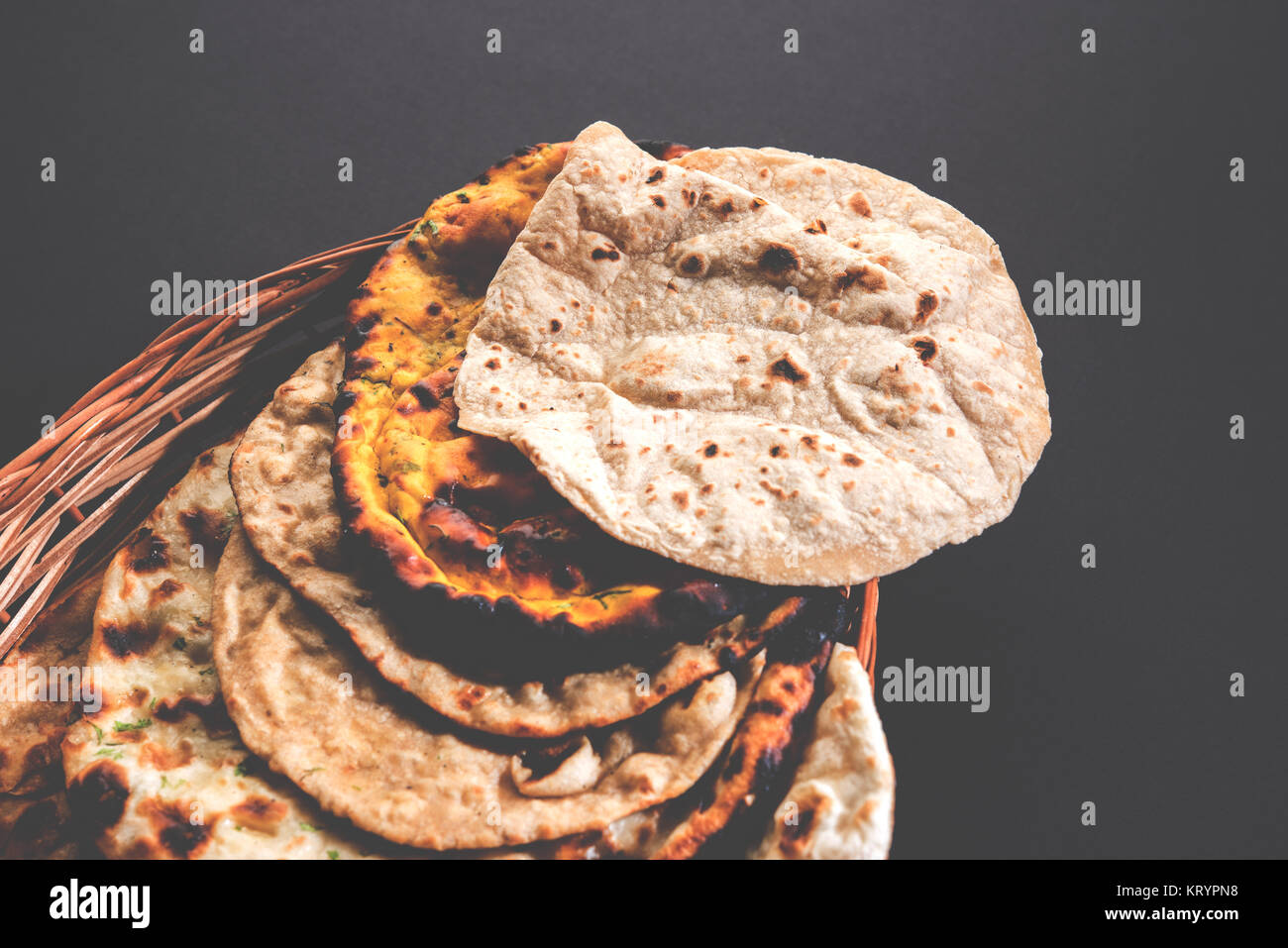 Assorted Indian Bread Basket includes chapati, tandoori roti or naan ...