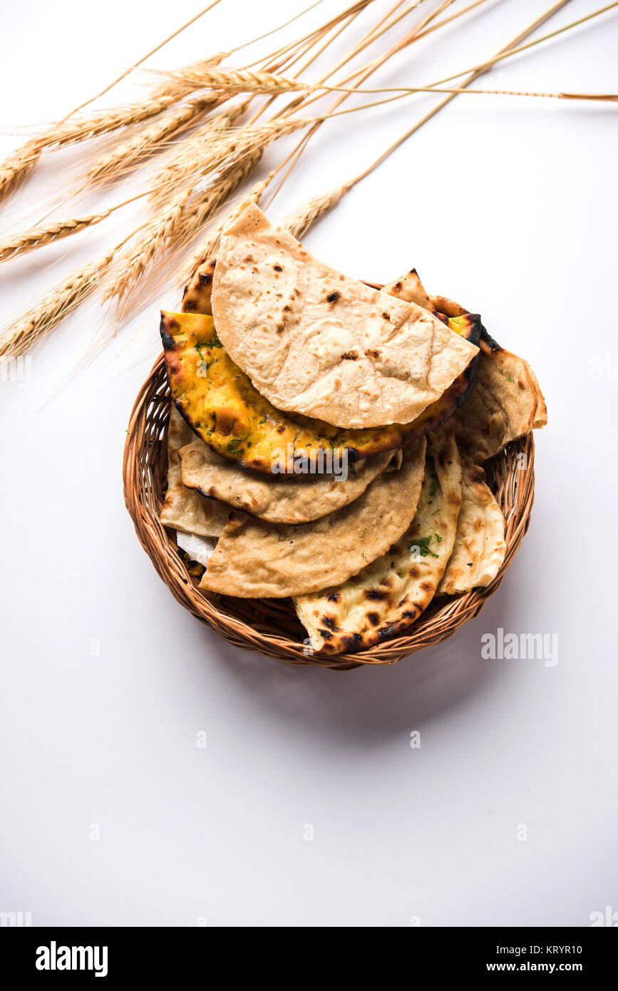 Assorted Indian Bread Basket includes chapati, tandoori roti or naan ...
