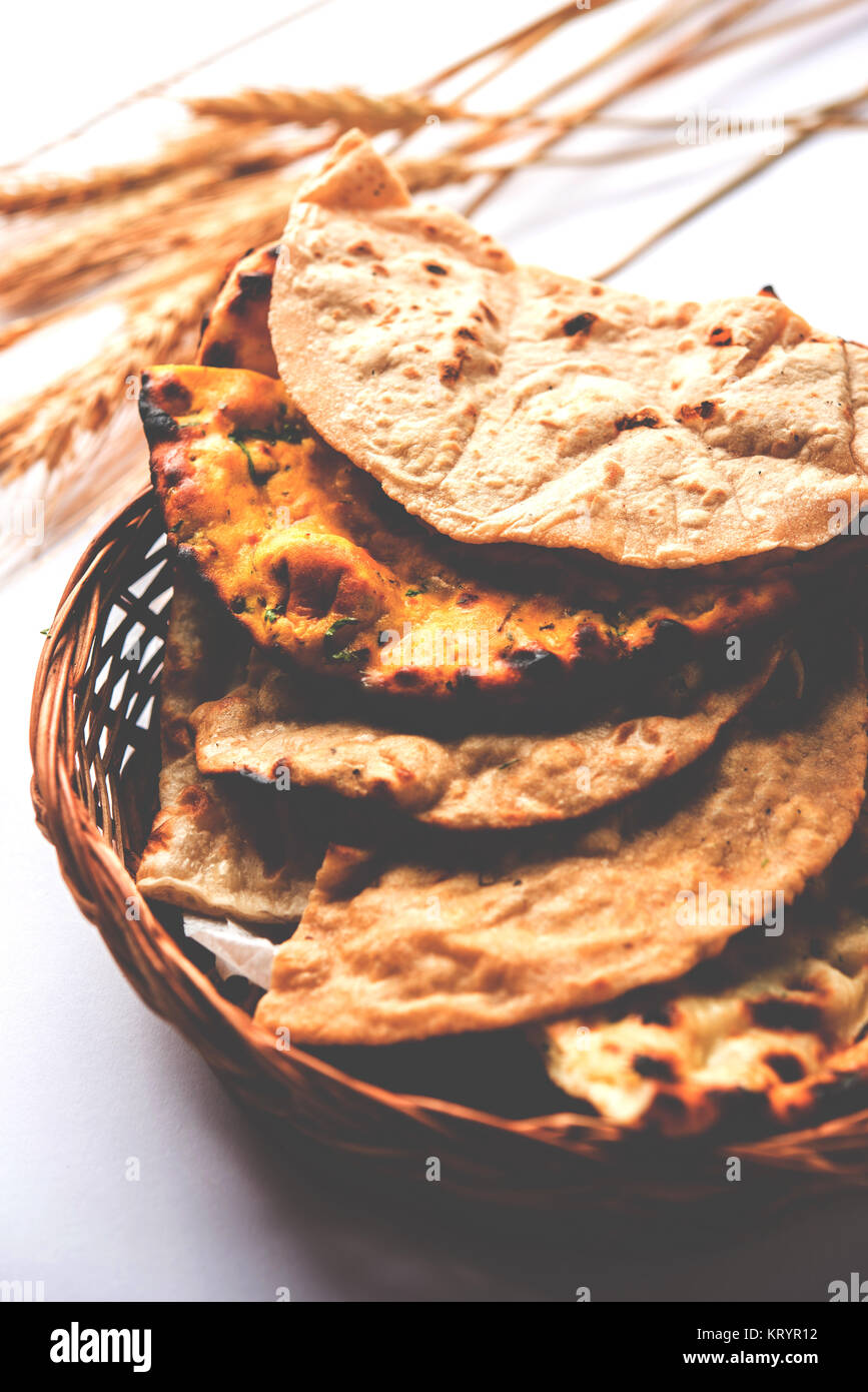 Assorted Indian Bread Basket includes chapati, tandoori roti or naan ...
