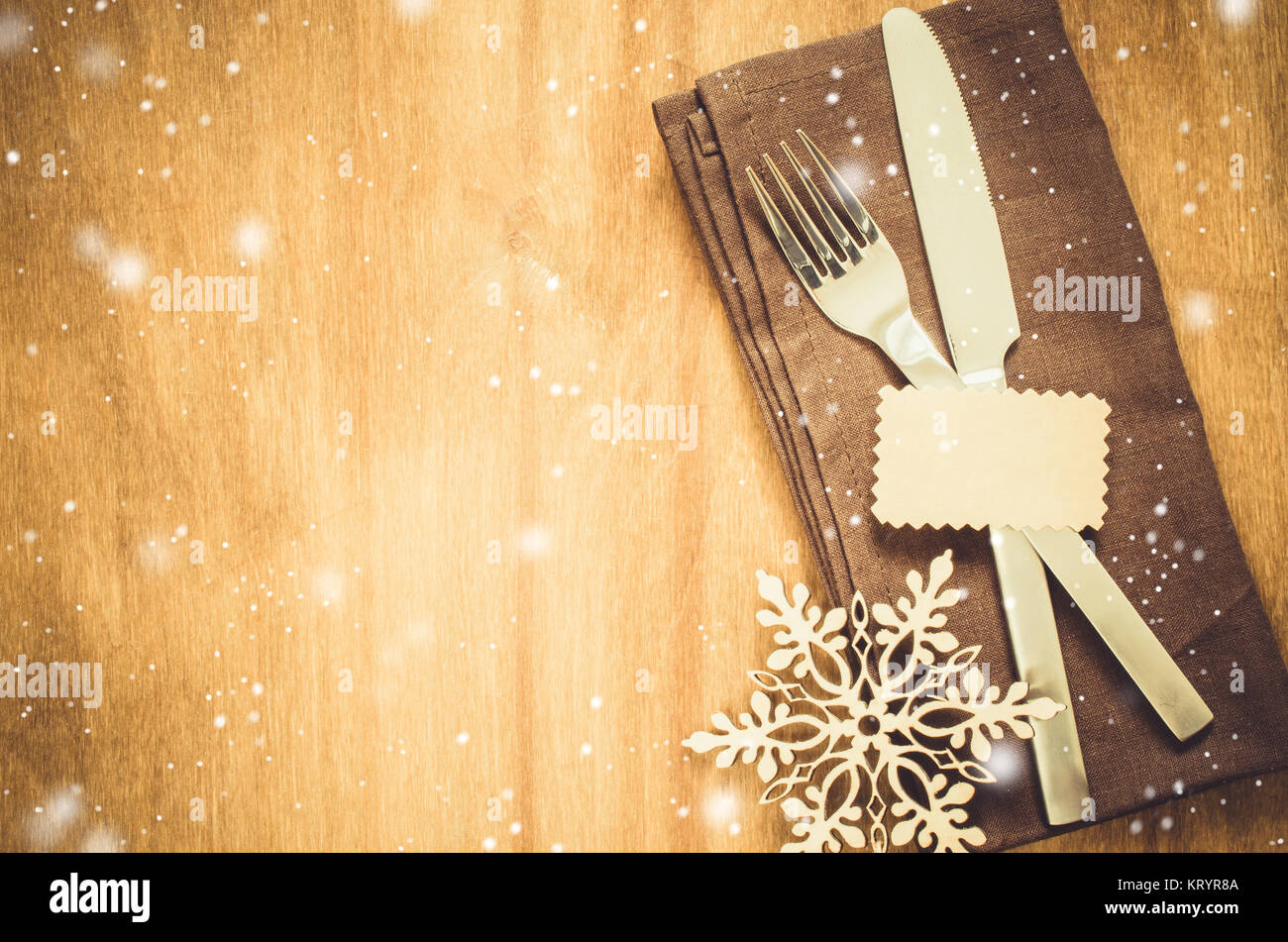 Winter Table Setting. Christmas Culinary Background Stock Photo - Alamy