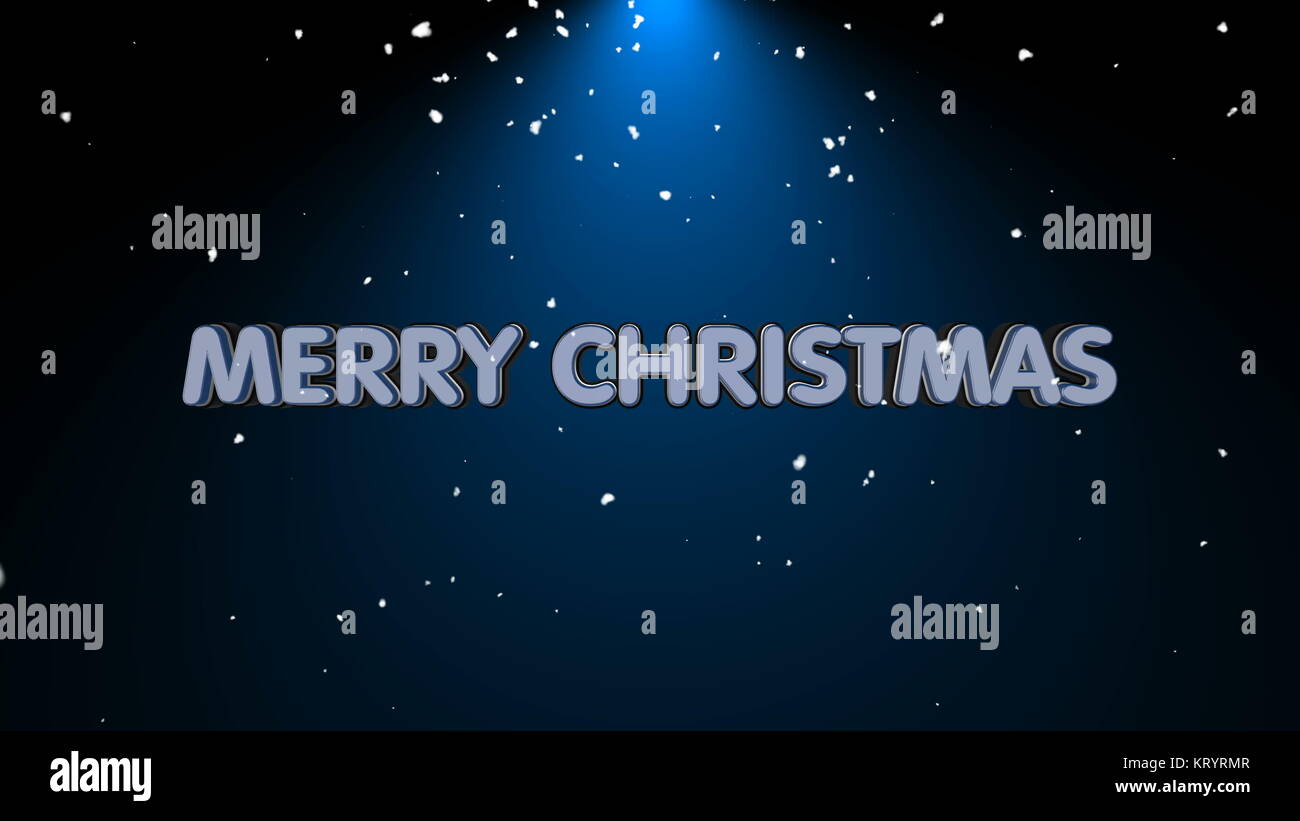 Merry christmas text with snow and light Stock Photo - Alamy
