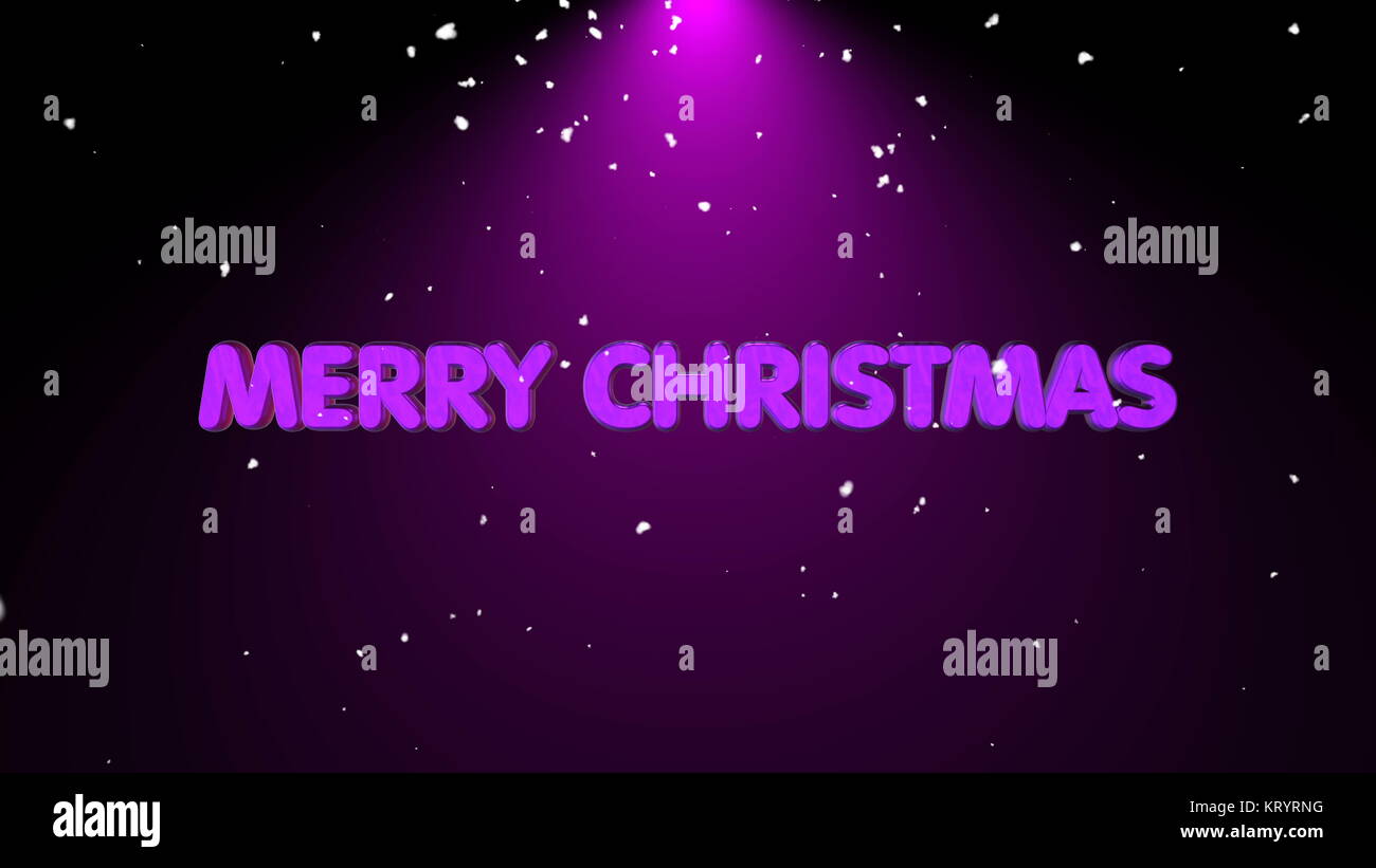 Merry christmas text with snow and light Stock Photo - Alamy