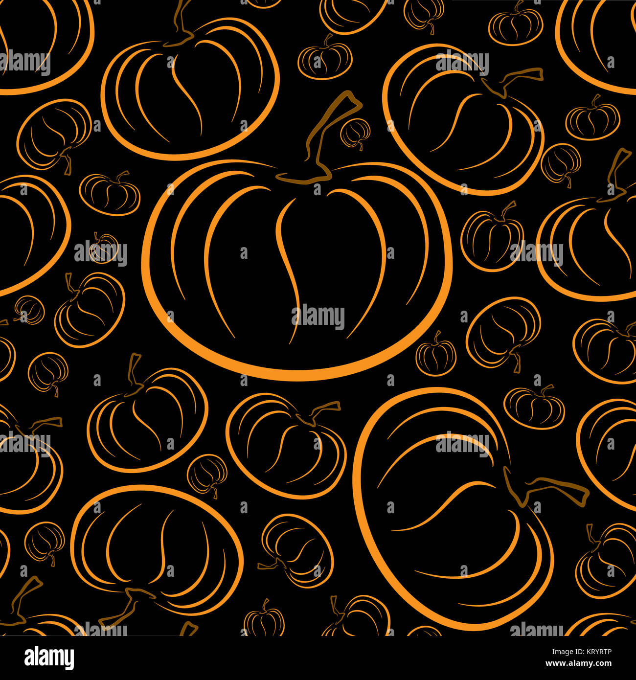 Vector outline pumpkins seamless pattern. Pumpkin patch background ...