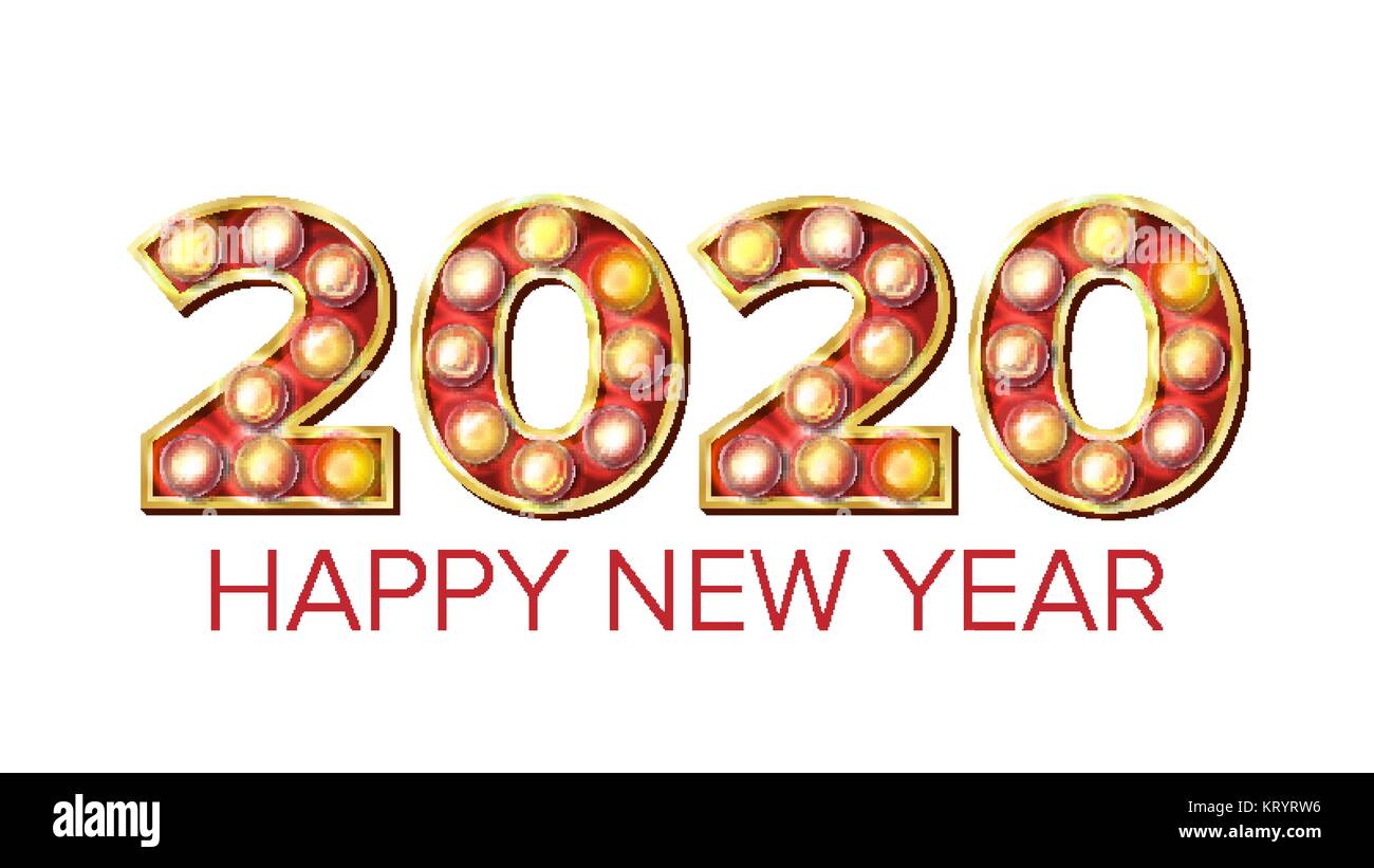 2020 Happy New Year Vector. Marquee Light Background Decoration ...
