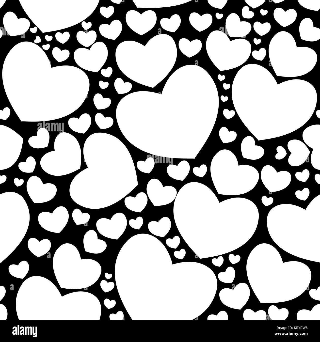 Seamless hearts pattern set Black and White Stock Photos & Images - Alamy