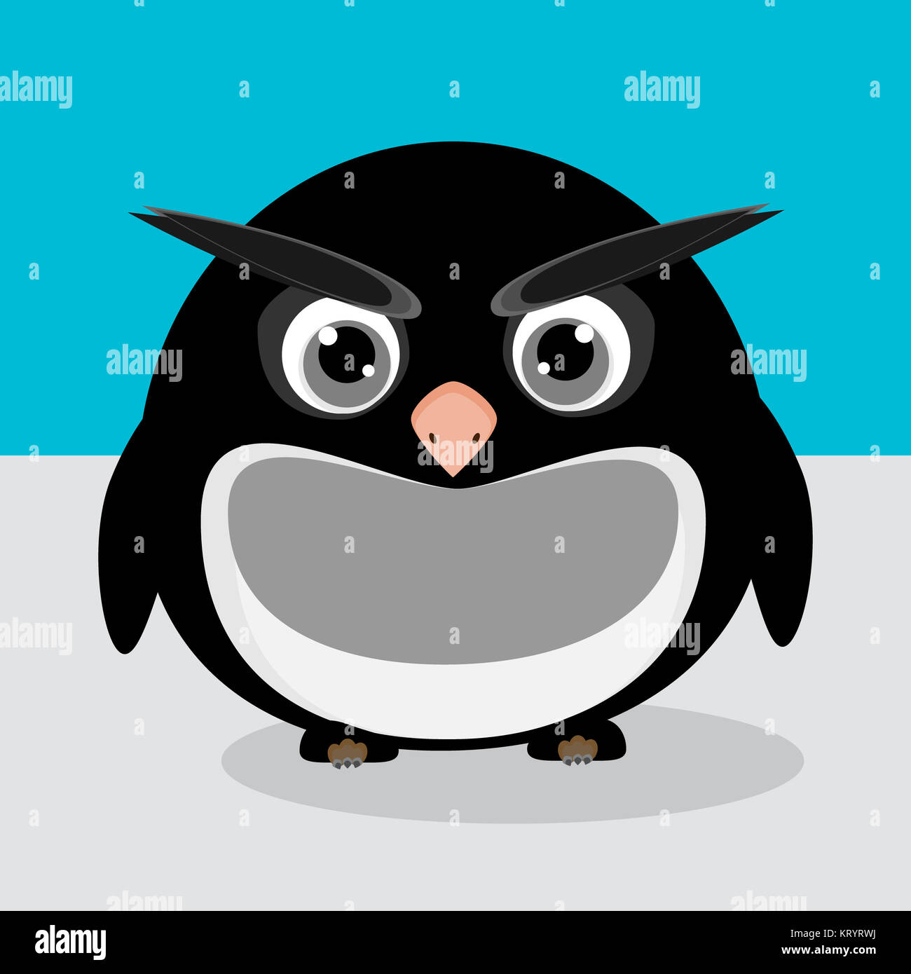 Abstract cute angry pinguin on a blue background Stock Photo - Alamy
