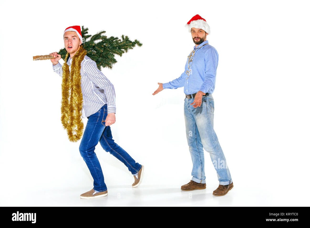 Man in santa hat hold Cut Out Stock Images & Pictures - Alamy