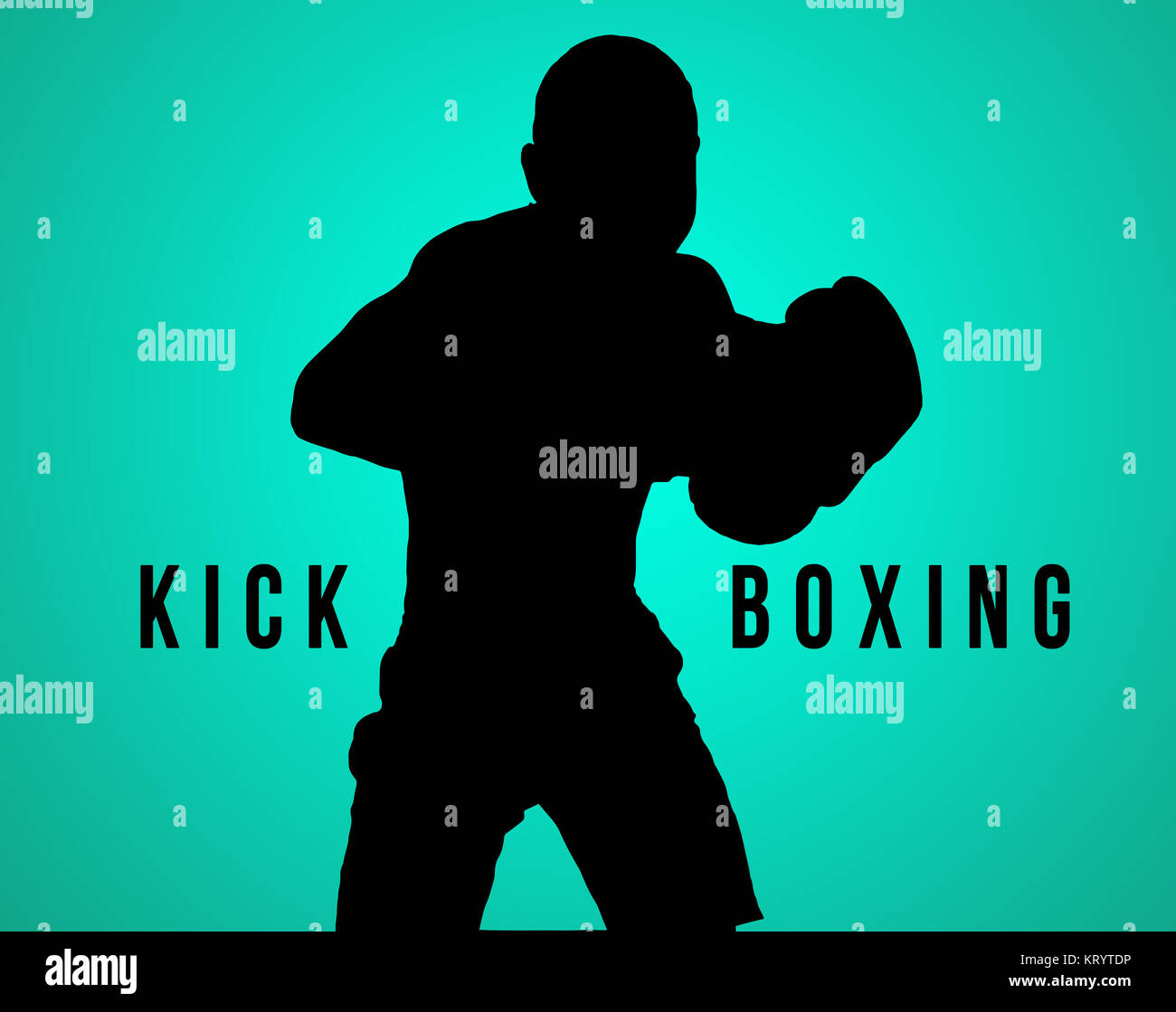 The silhouette of young man kickboxing on black Stock Photo - Alamy