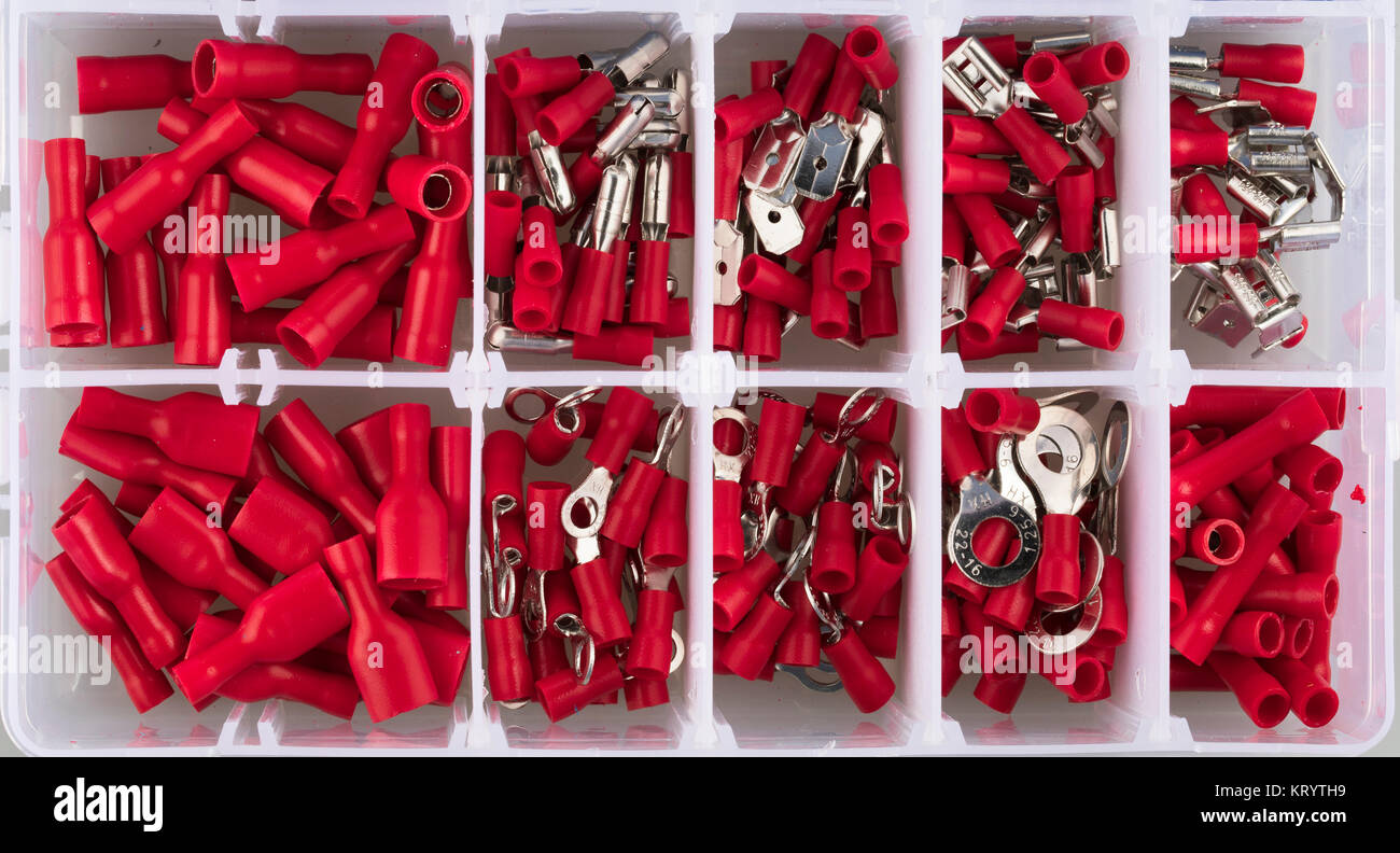 Red Crimp Seal Connector Terminals Stock Photo - Alamy