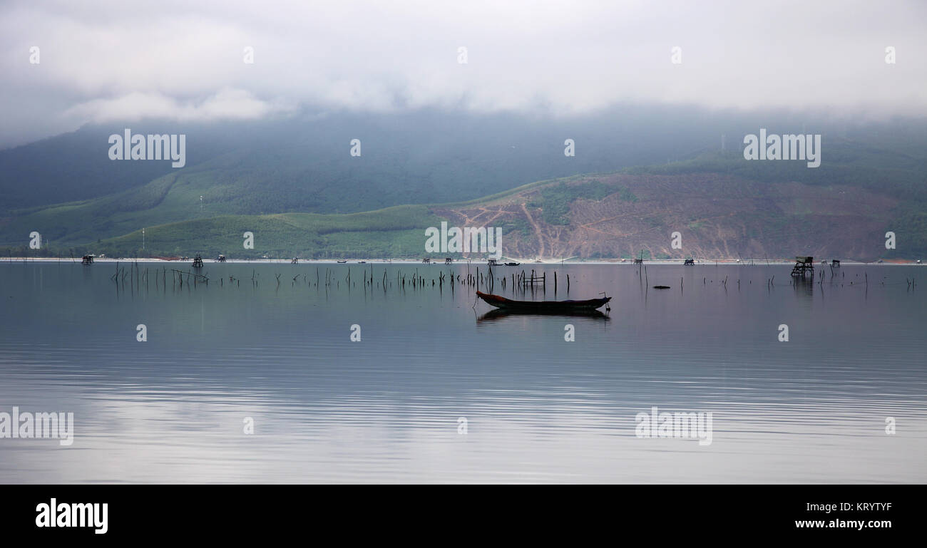 fishing village on lang co lake vietnam Stock Photo - Alamy