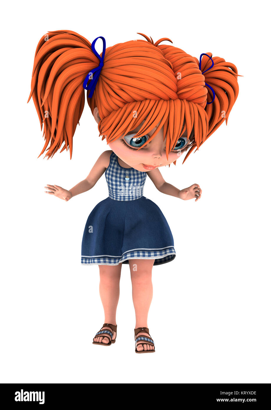 3D Rendering Little Girl on White Stock Photo - Alamy