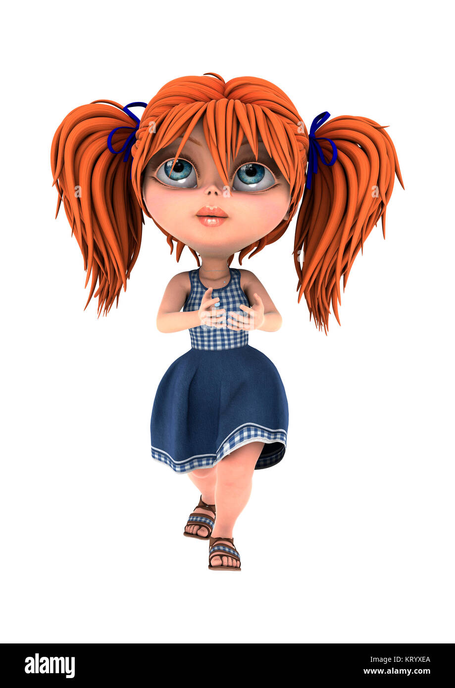 3D Rendering Little Girl on White Stock Photo - Alamy