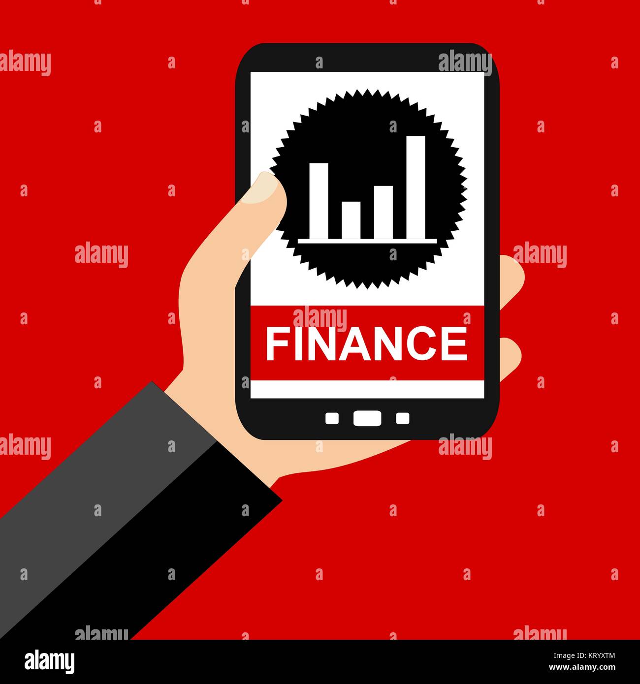 Hand mit Smartphone: Finance - Flat Design Stock Photo - Alamy