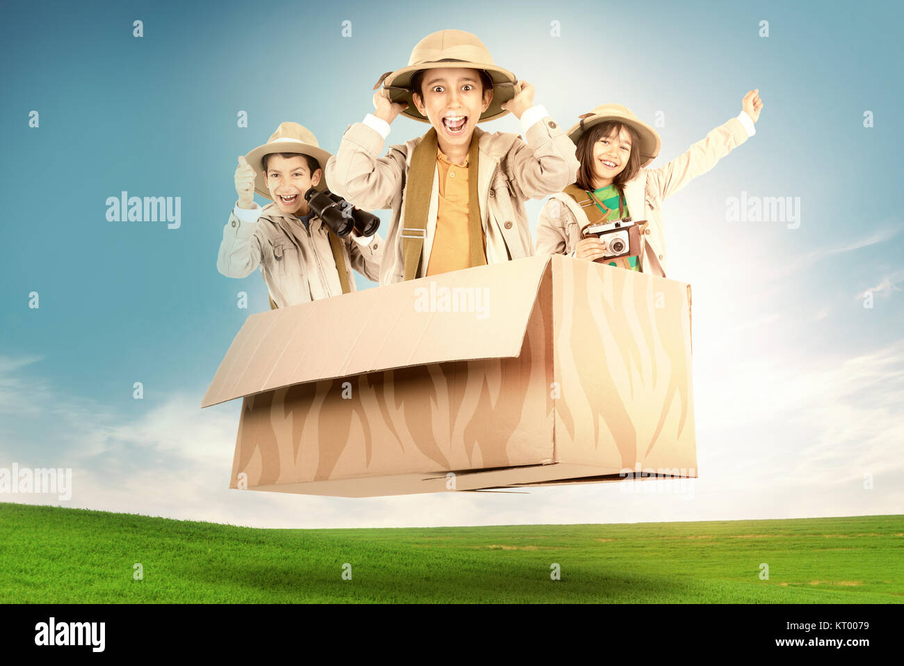 Kids in a game drive Stock Photo - Alamy