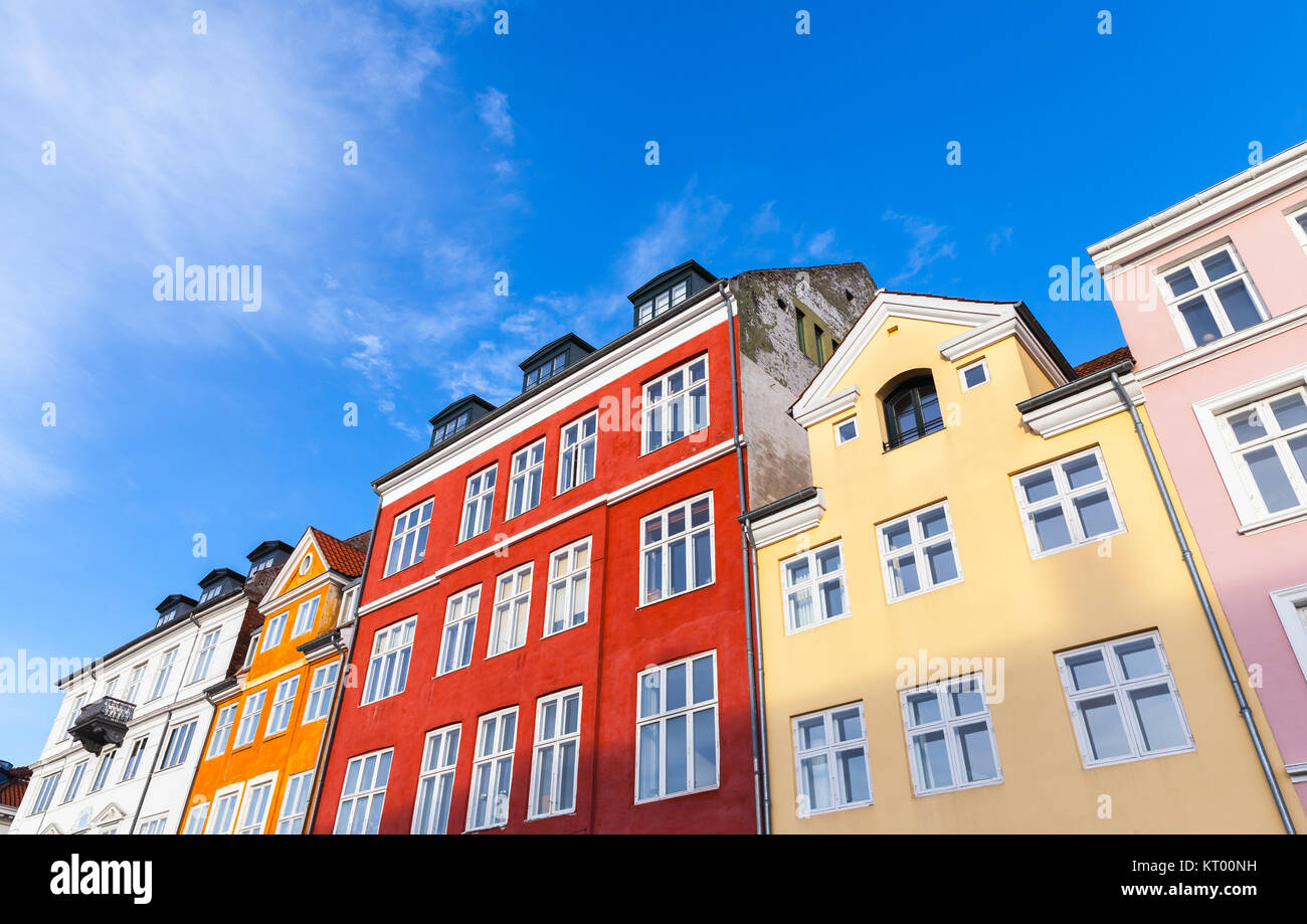Colorful old houses, traditional architecture style of Copenhagen ...