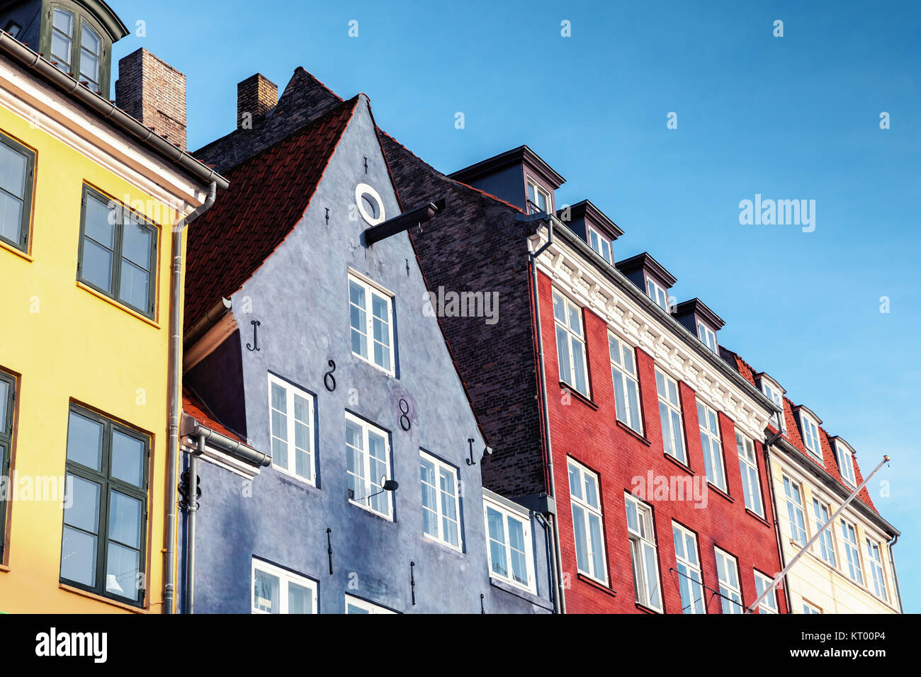 Colorful houses in a row, traditional architecture style of Copenhagen ...