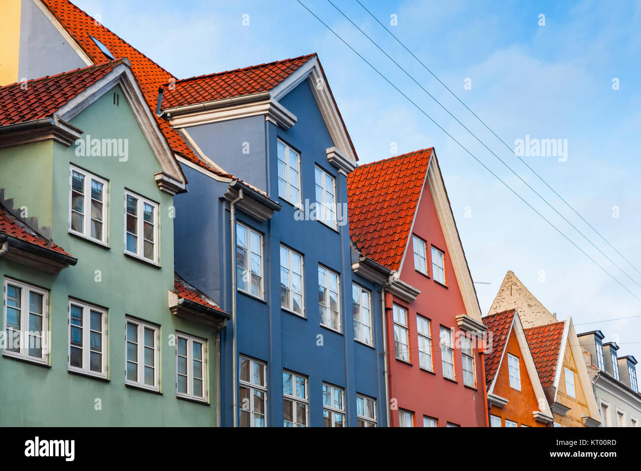 Colorful houses, traditional architecture style of Copenhagen old town ...