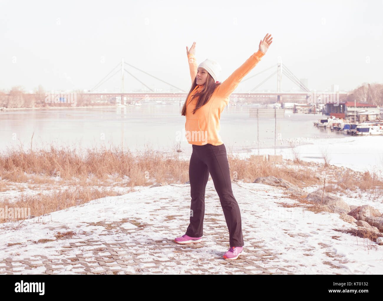 Fitness Woman Winter Activity Stock Photo - Alamy