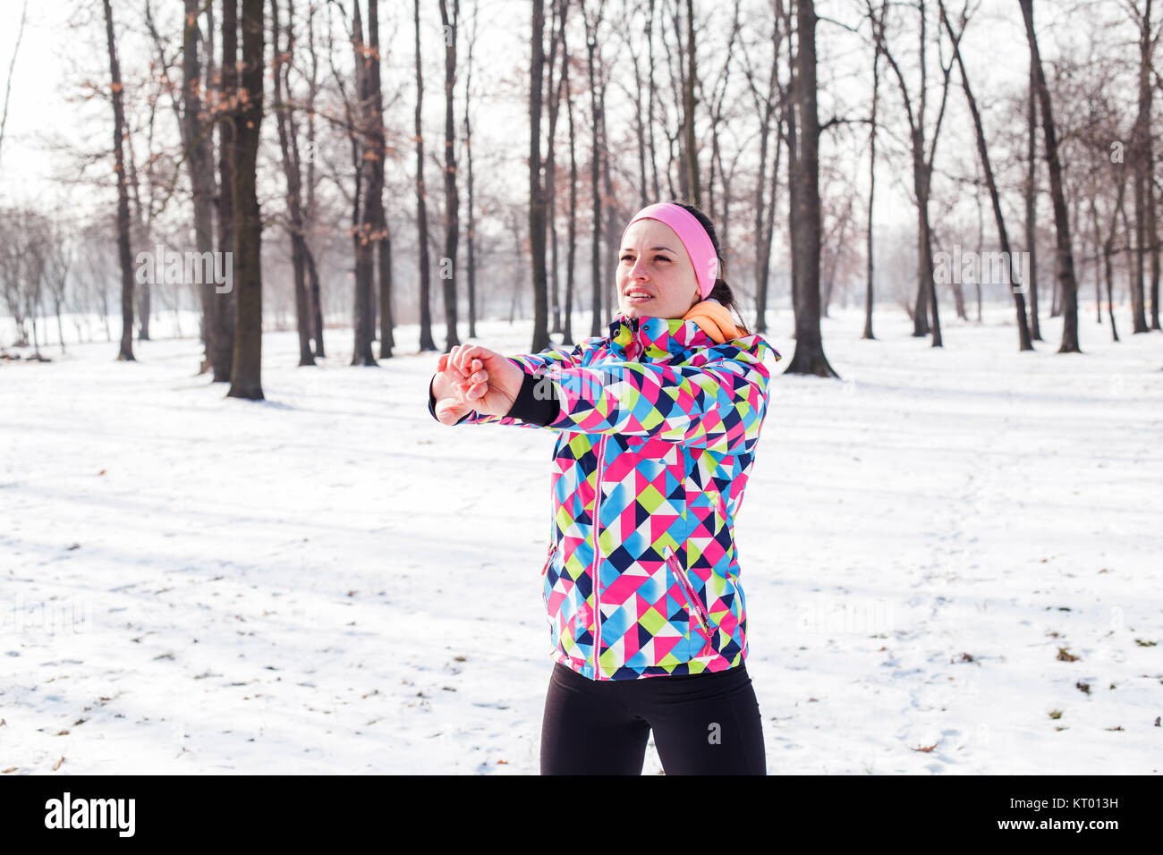 Fitness Woman Winter Activity Stock Photo - Alamy