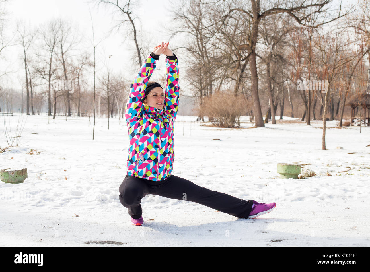 Fitness Woman Winter Activity Stock Photo - Alamy
