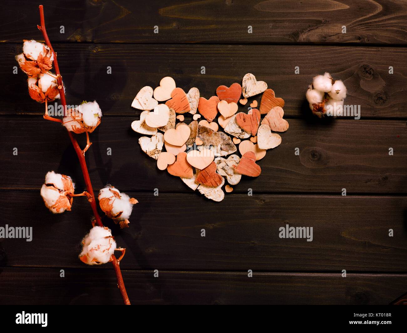 Paper hearts and cotton flowers Stock Photo - Alamy