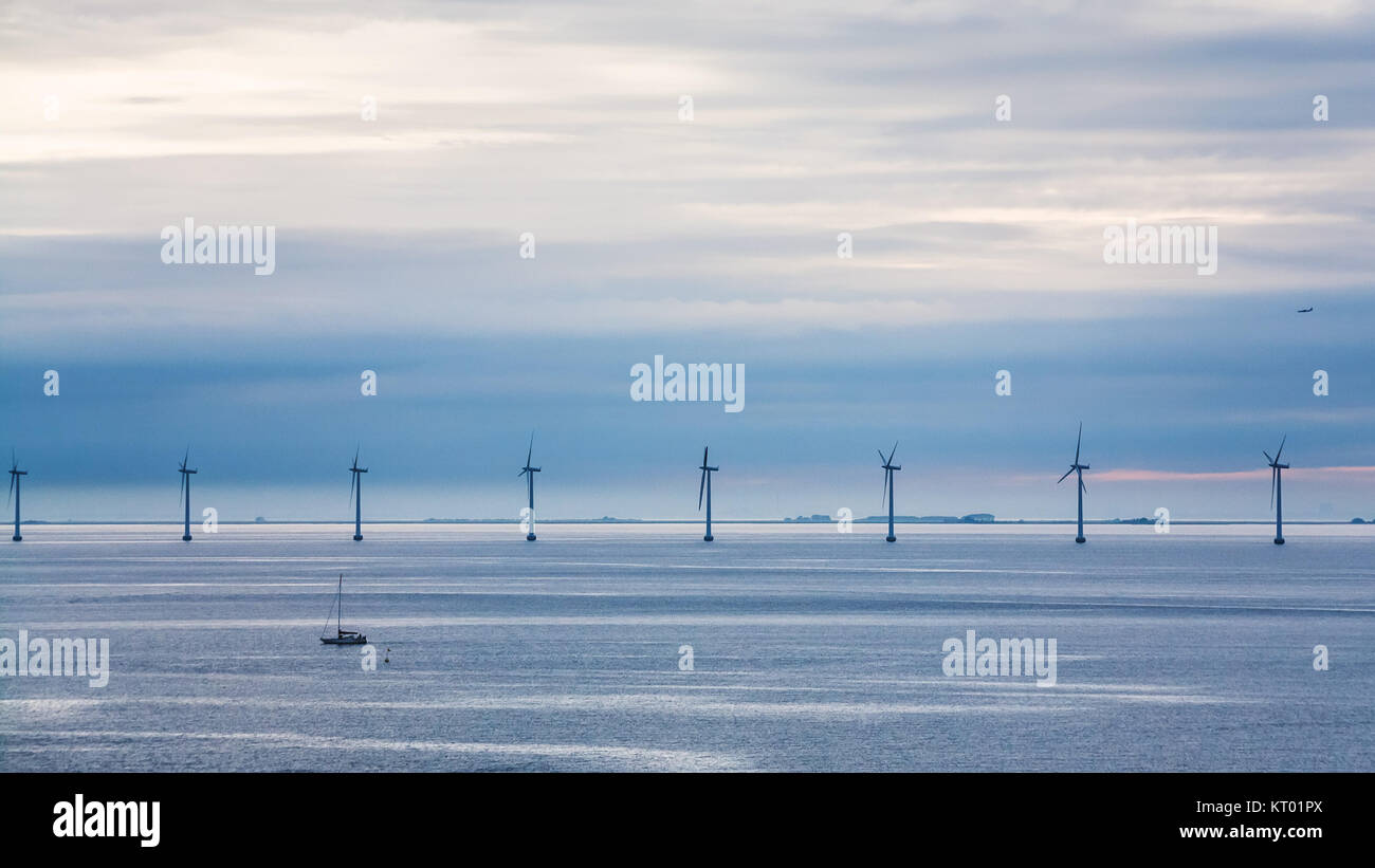 view of Baltic Sea with offshore wind farm Stock Photo - Alamy