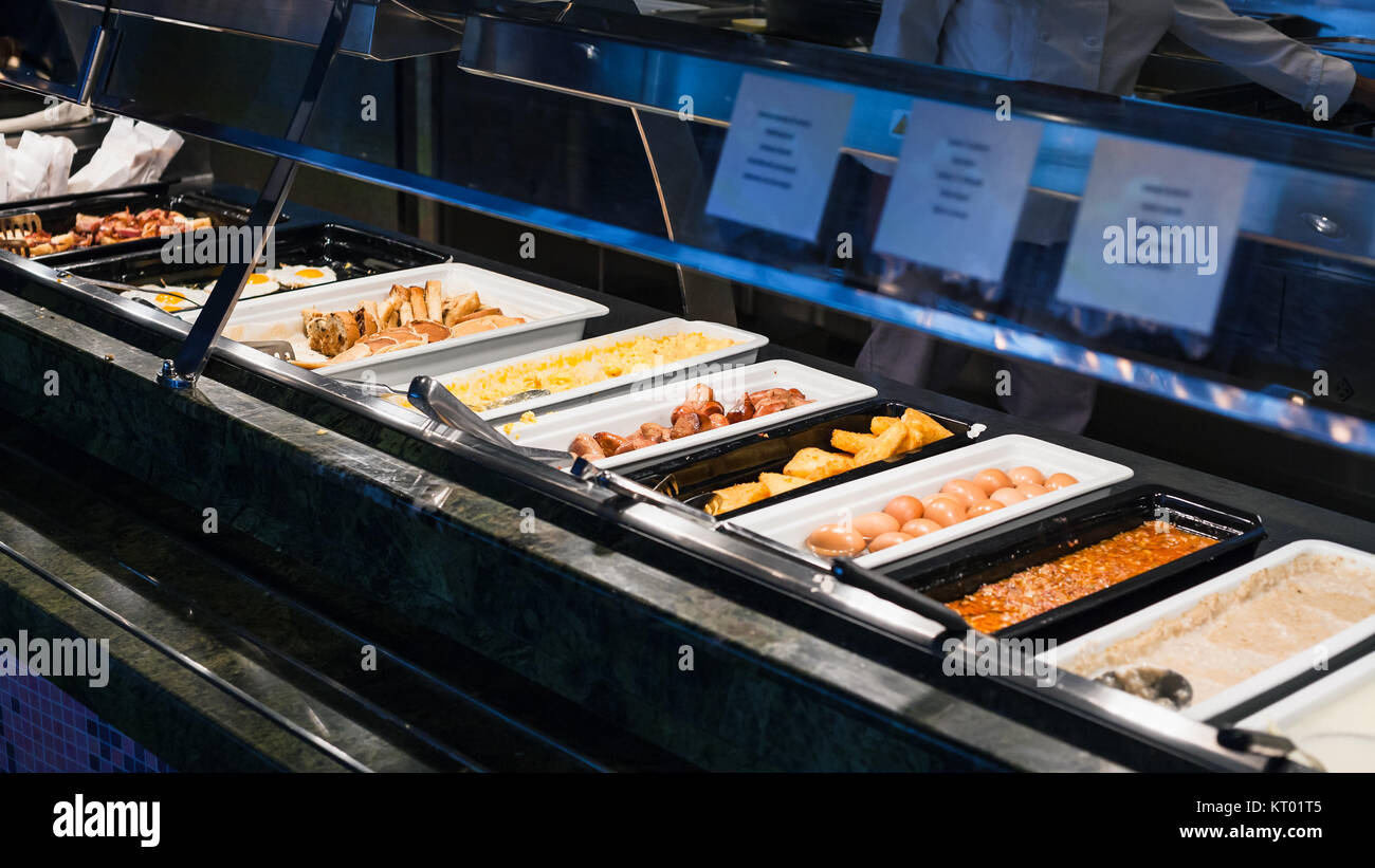 self-service buffet with full breakfast Stock Photo - Alamy