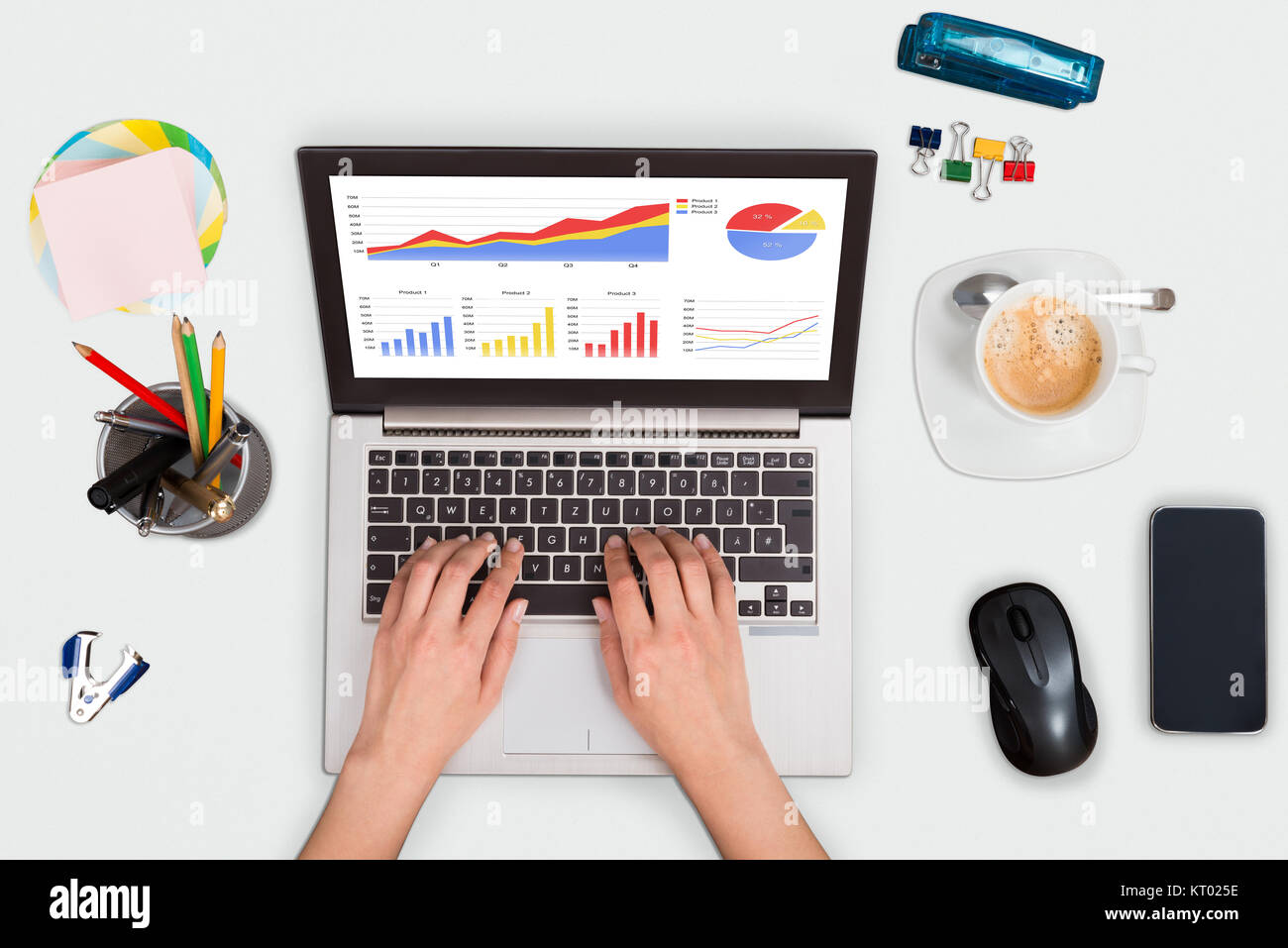 Person Analyzing Statistical Graphs On Laptop Stock Photo - Alamy