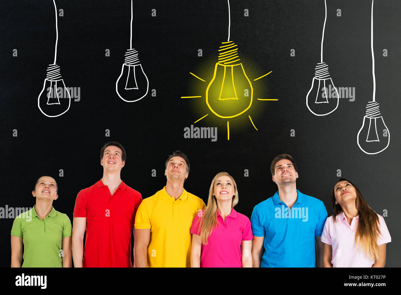 Multiethnic Group Of People Looking Up Stock Photo - Alamy