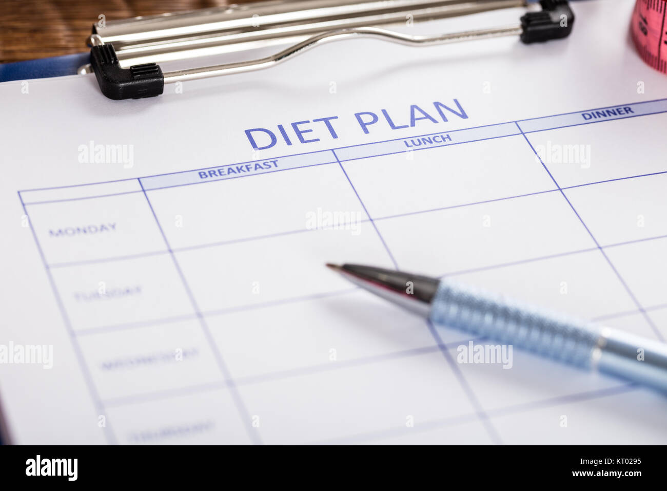 Close-up Of Diet Plan Form Stock Photo - Alamy