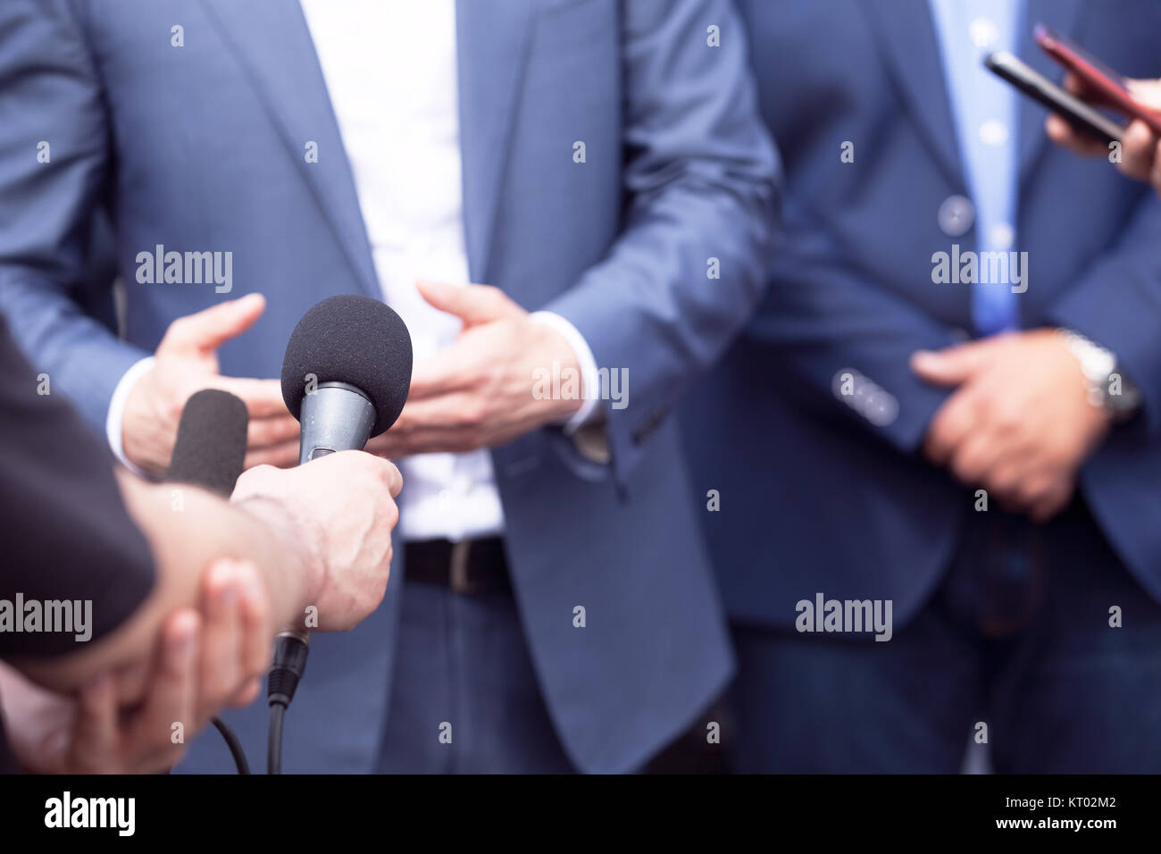 Press conference. Media interview Stock Photo - Alamy