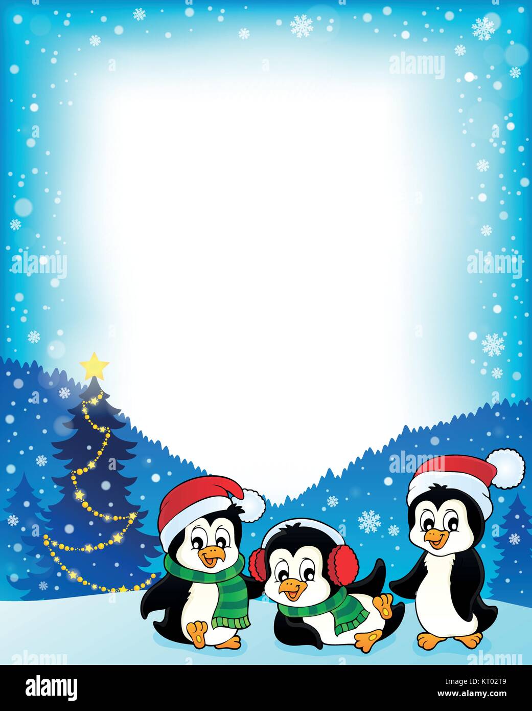 Christmas penguins thematic frame 1 - eps10 vector illustration Stock ...