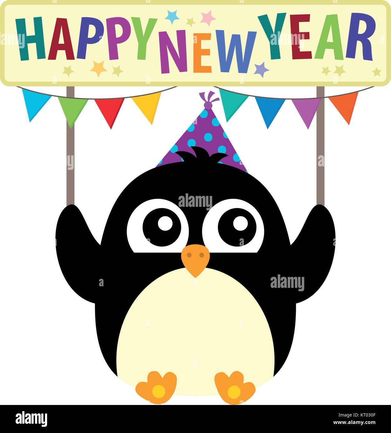 Happy New Year theme with cute penguin - eps10 vector illustration ...