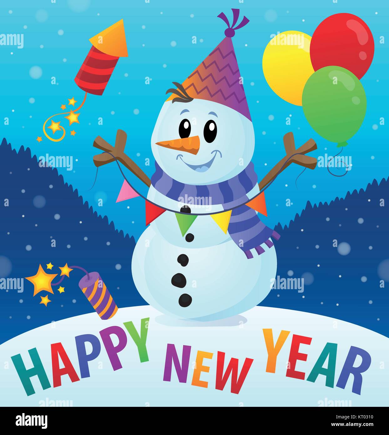 Happy New Year theme with snowman 2 - eps10 vector illustration Stock ...