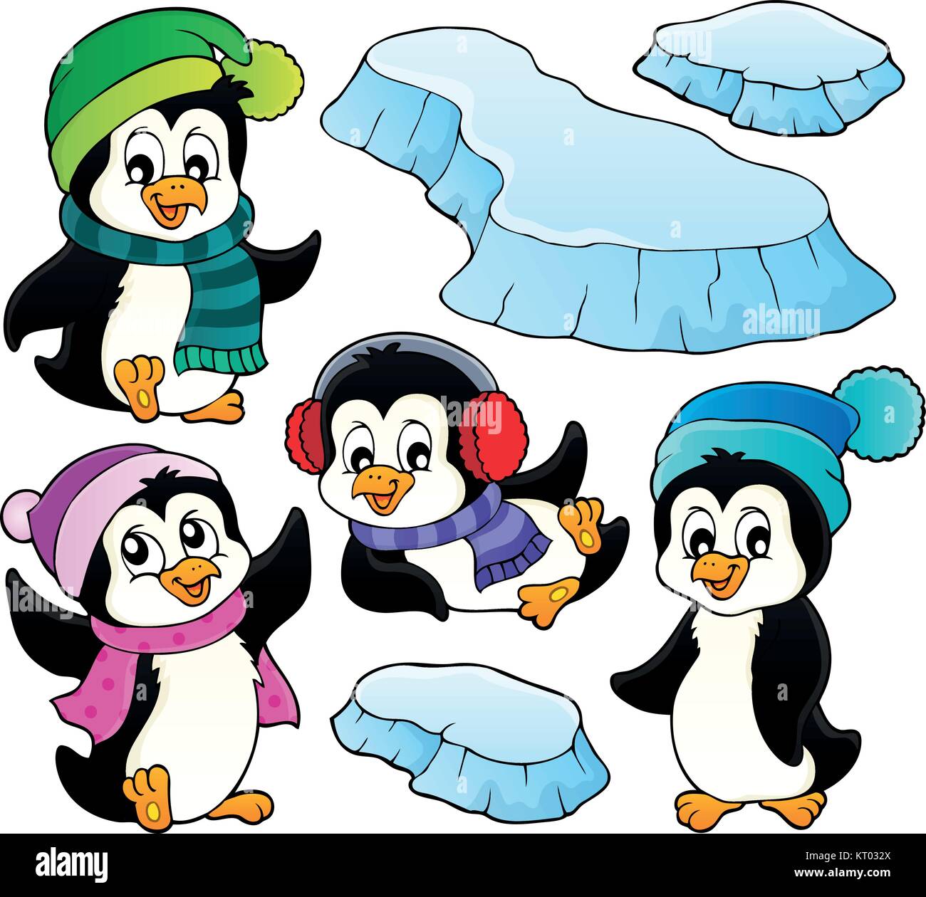 Happy winter penguins topic set 1 - eps10 vector illustration Stock ...