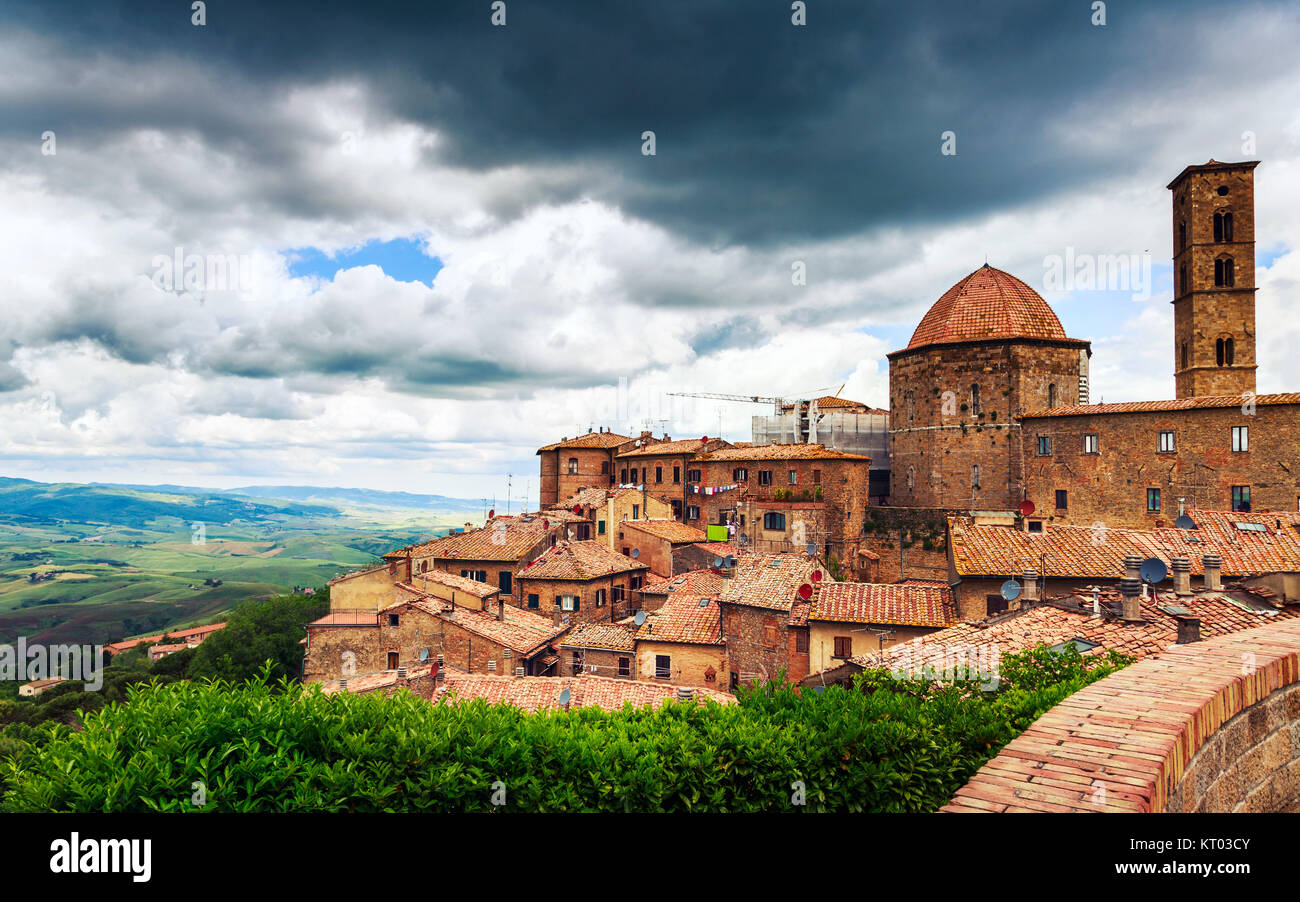 Ancient center of village Volterra Stock Photo - Alamy