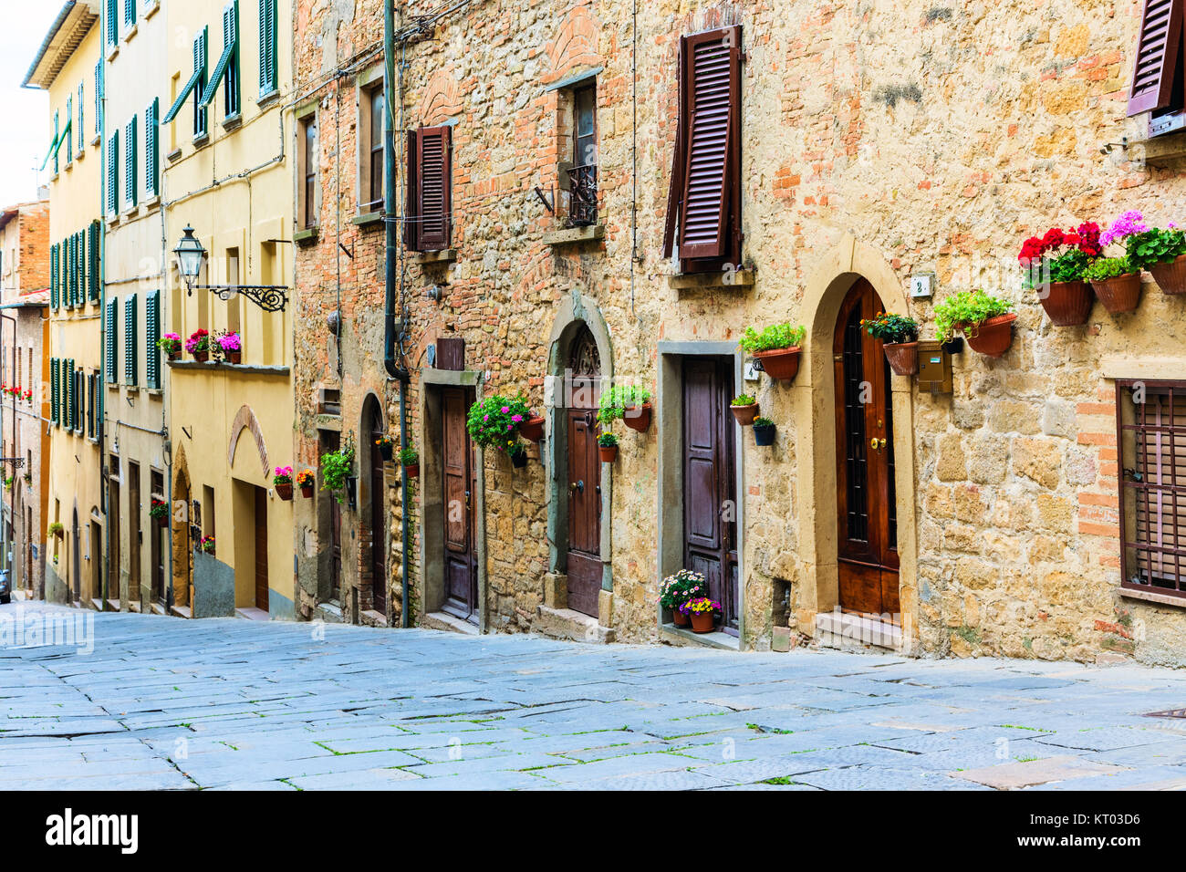 Street of the medieval village Volterra. Italy Stock Photo - Alamy