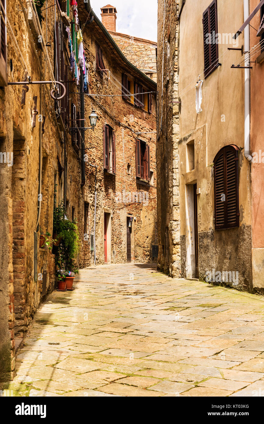 Street of the medieval village Volterra. Italy Stock Photo - Alamy