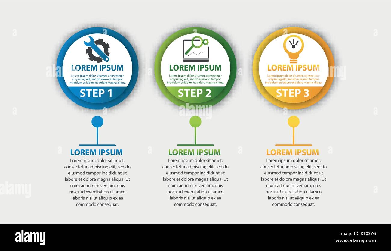 Modern vector illustration 3d. Template circle infographics with three ...