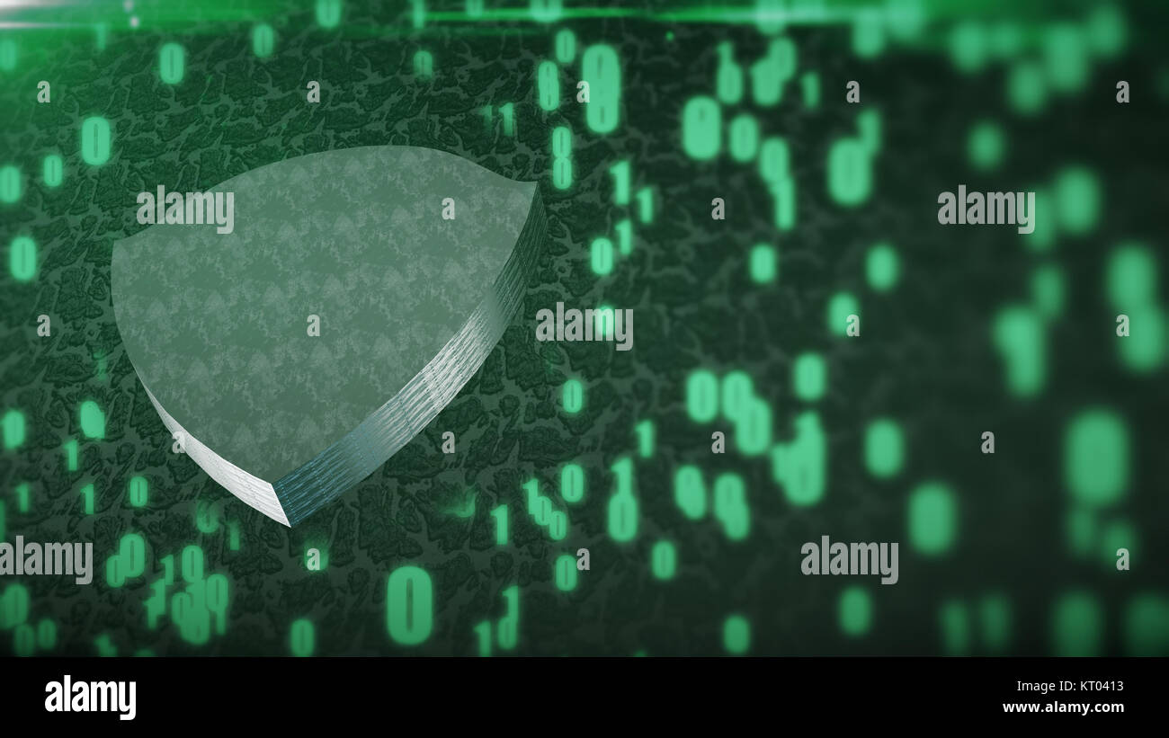 The composition of cybersecurity. Shield with binary code Stock Photo ...