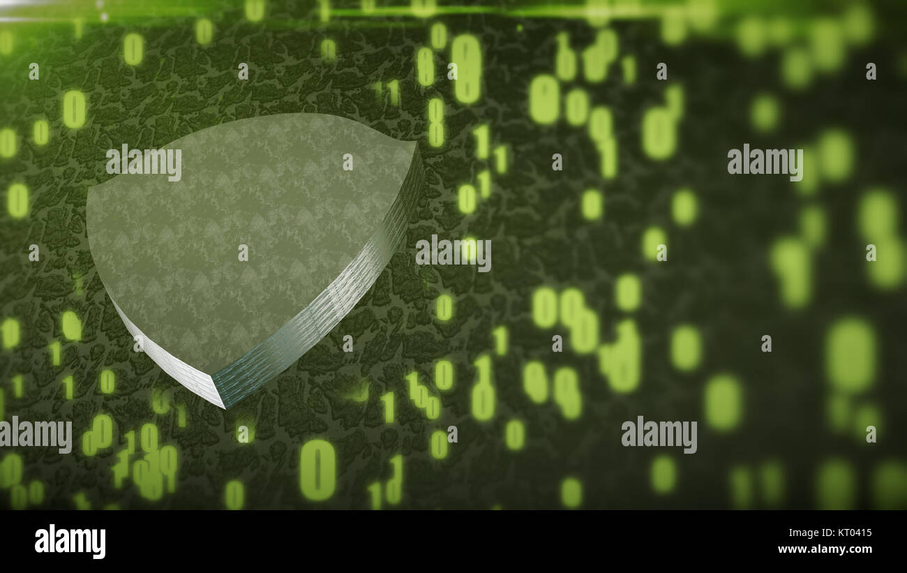 The composition of cybersecurity. Shield with binary code Stock Photo ...
