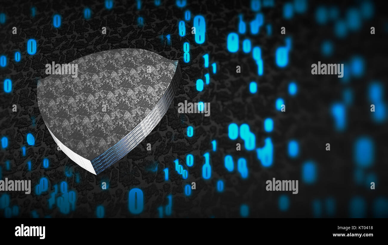 The composition of cybersecurity. Shield with binary code Stock Photo ...