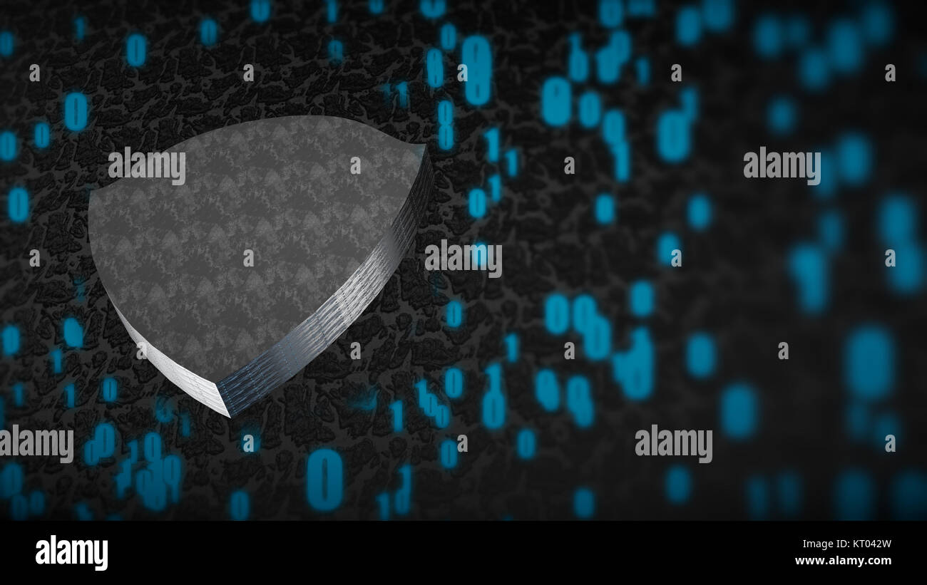 The composition of cybersecurity. Shield with binary code Stock Photo - Alamy