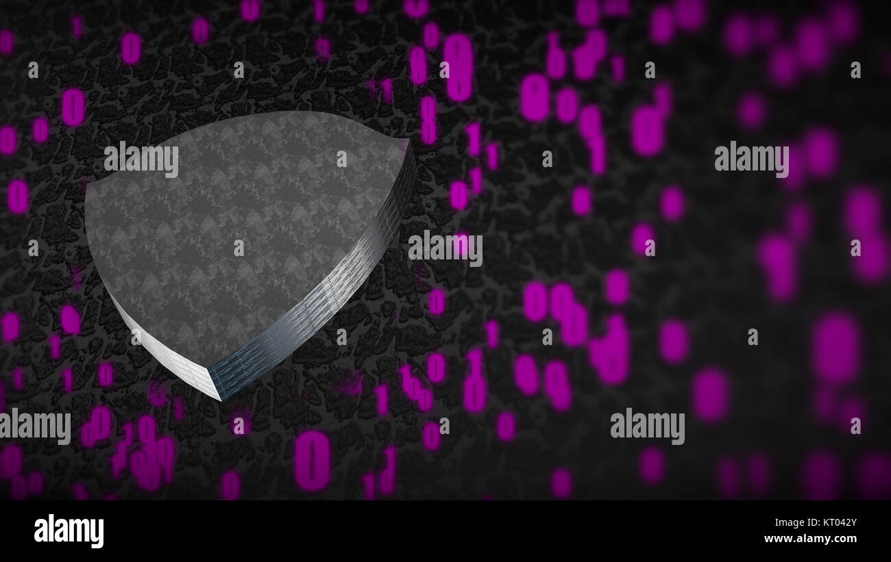 The composition of cybersecurity. Shield with binary code Stock Photo - Alamy