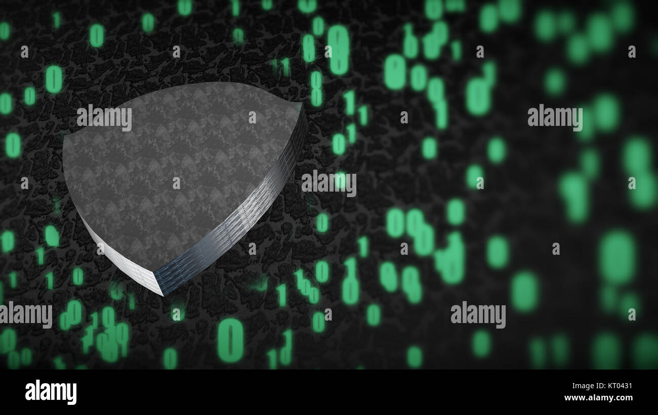 The composition of cybersecurity. Shield with binary code Stock Photo ...