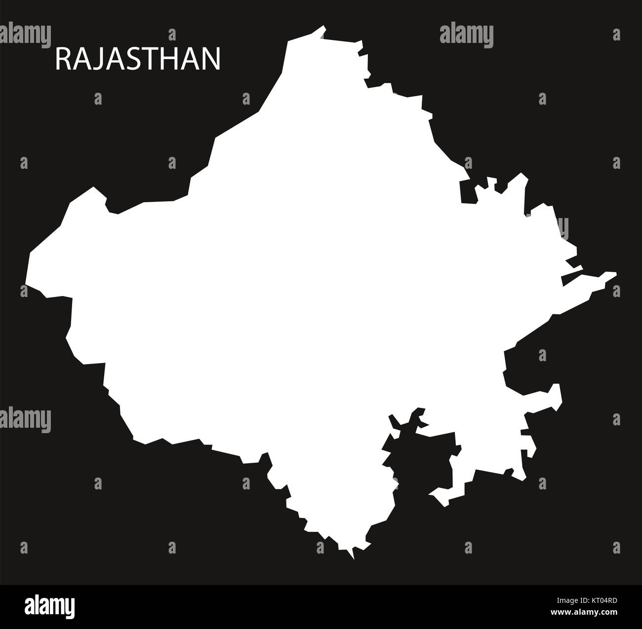 Rajasthan India Map black inverted Stock Photo - Alamy
