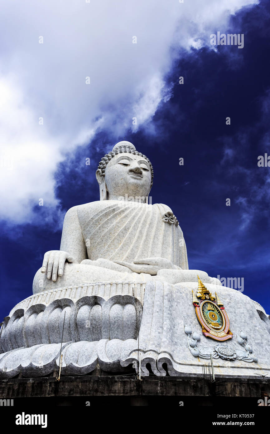 Side View of Big Buddha at cloudy morning (Phra Puttamingmongkol ...
