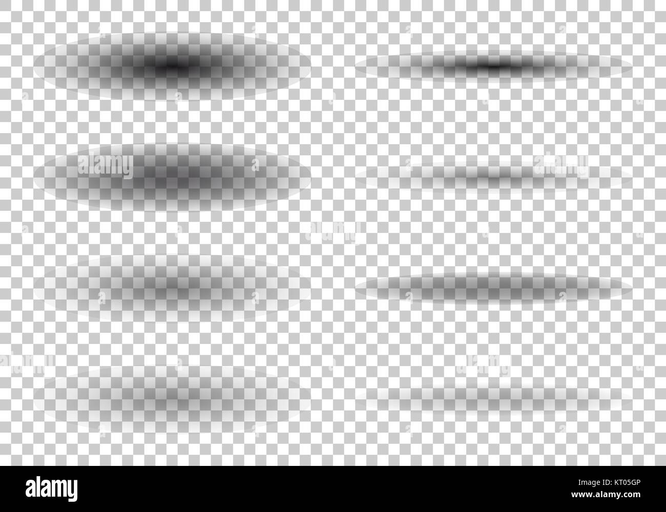 Transparent oval shadow with soft edges. Set of shadow isolated on ...