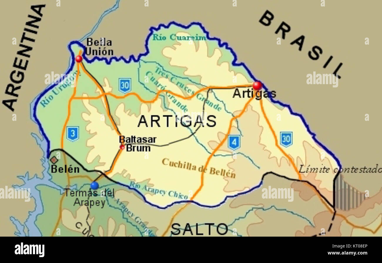 Artigas map hi-res stock photography and images - Alamy