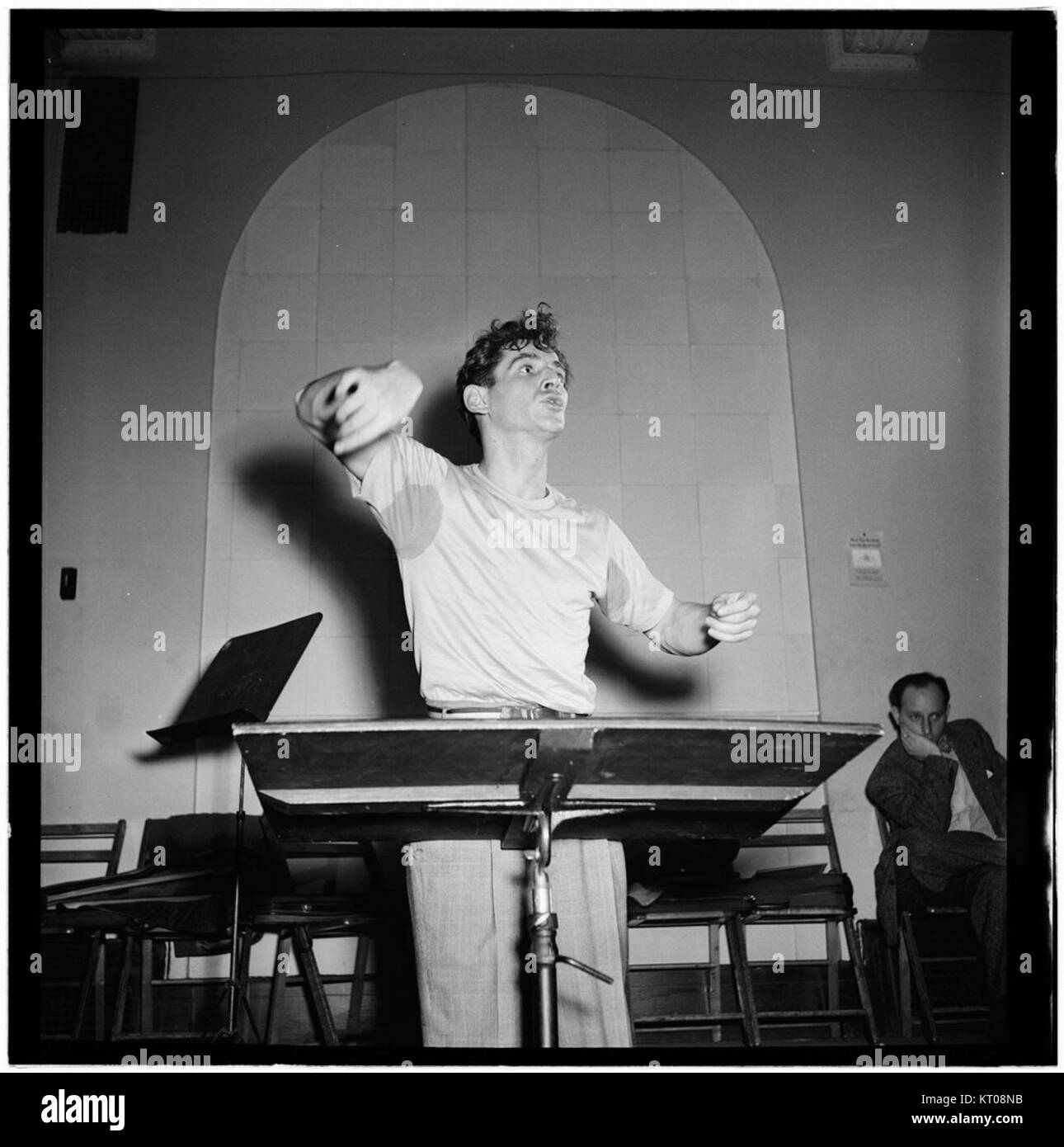 A portrait of Leonard Bernstein, one of the most influential conductors ...